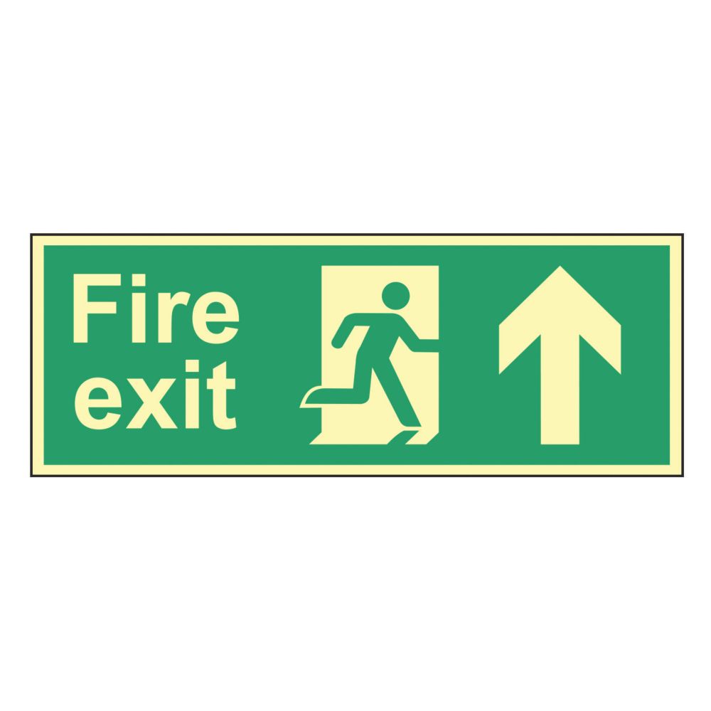 Essentials Photoluminescent "Fire Exit Man Up Arrow" Sign 150mm x 450mm ...
