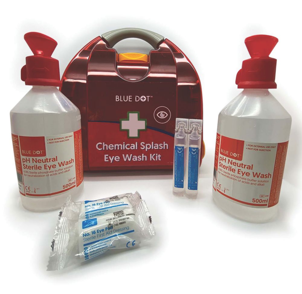 Wallace Cameron Blue Dot Chemical Splash Eye Wash Kit 6 Pieces - Screwfix