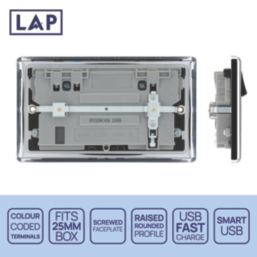 LAP 13A 2-Gang SP Switched Socket + 3A 45W 2-Outlet Type A & C USB ...