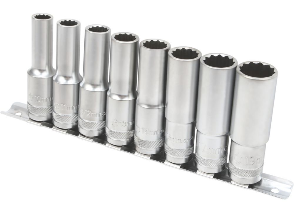 Magnusson 1/2" Drive Socket Rail Set 8 Pieces - Screwfix