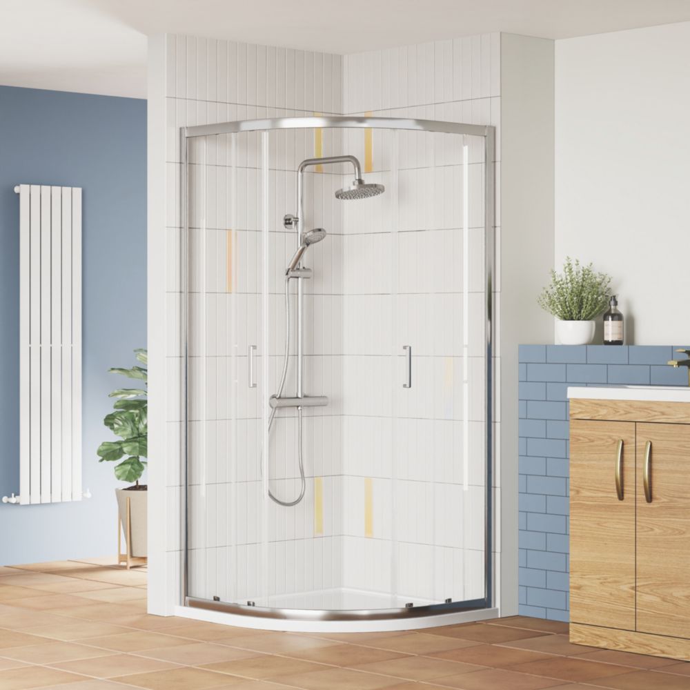 ETAL Framed Quadrant Shower Enclosure & Tray Chrome 880mm x 880mm x 1940mm - Screwfix