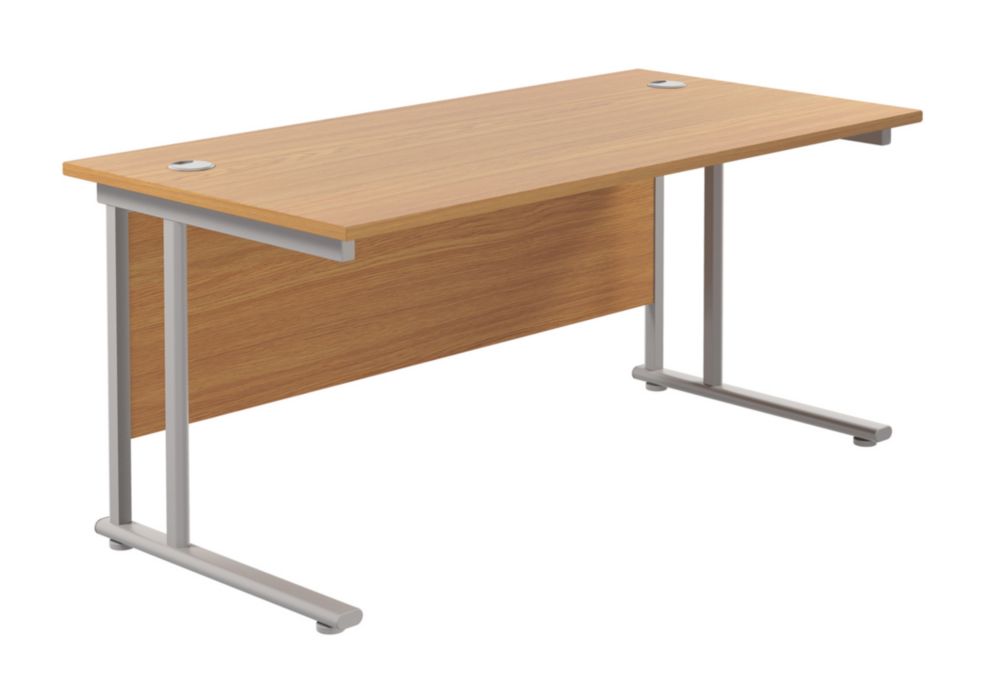 TC Group Aztec Twin Upright Rectangular Office Desk Nova Oak/Silver ...