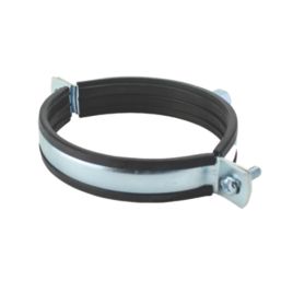 Tesla 99-105mm Rubber Lined Pipe Clips Black/Zinc-Plated 2 Pack - Screwfix