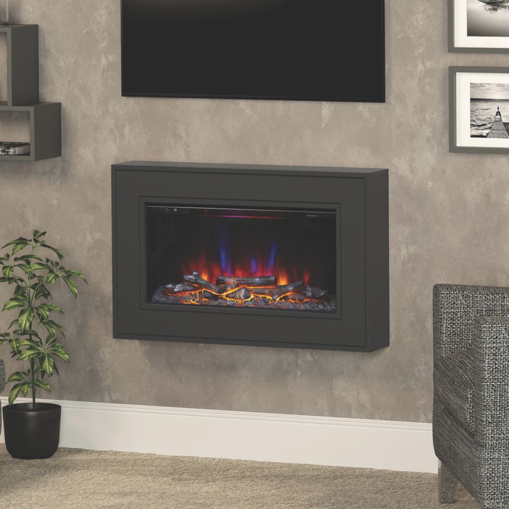 Be Modern Albali Anthracite Remote Control Wall-Mounted Electric Fire ...