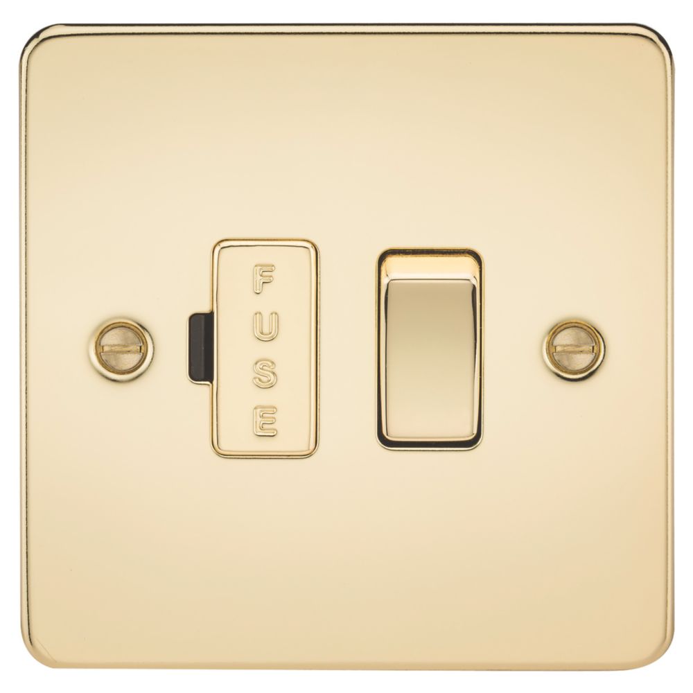 Knightsbridge 13A Switched Fused Spur Polished Brass - Screwfix
