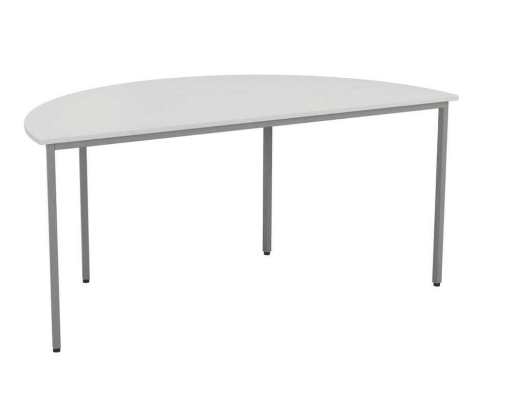 TC Group Semi-Circular Office Table White/Silver 1600mm x 800mm - Screwfix