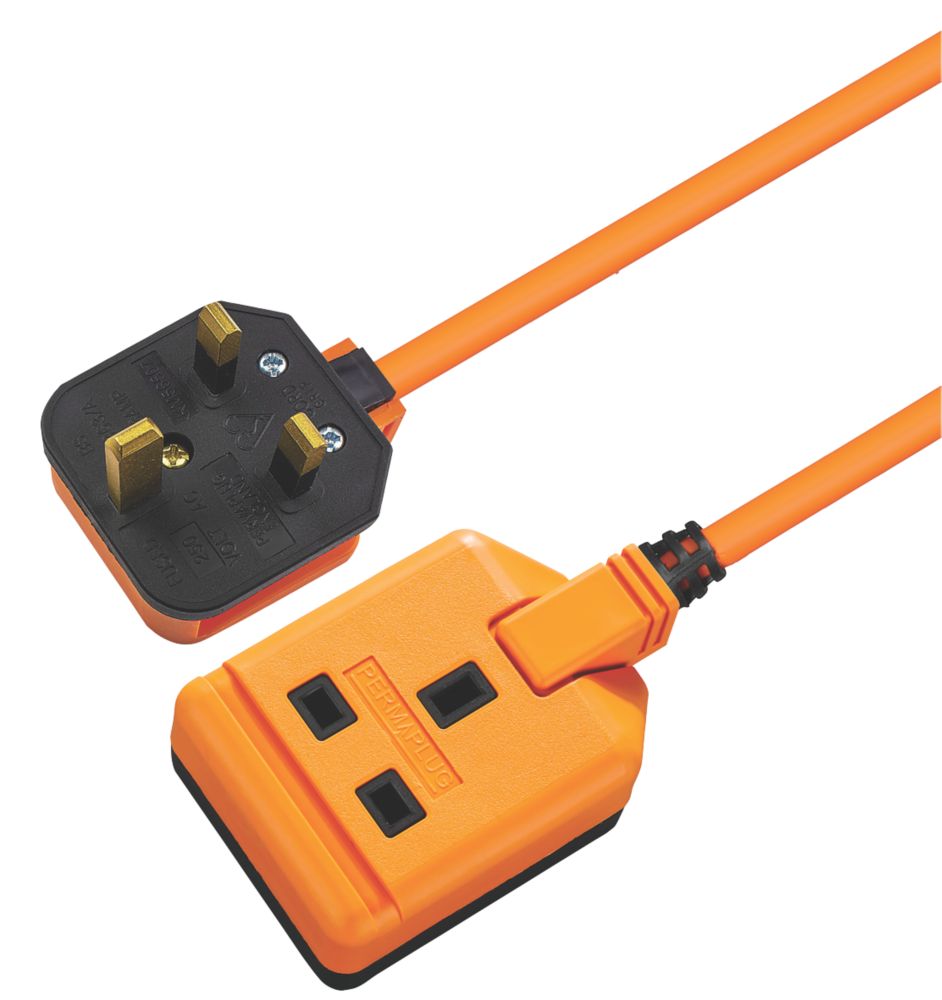 Masterplug 13A 1-Gang Unswitched Heavy Duty Extension Lead Orange 5m ...
