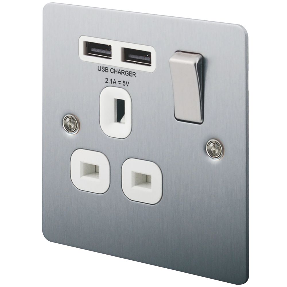 LAP 13A 1-Gang SP Switched Socket + 2.1A 10.5W 2-Outlet Type A USB ...