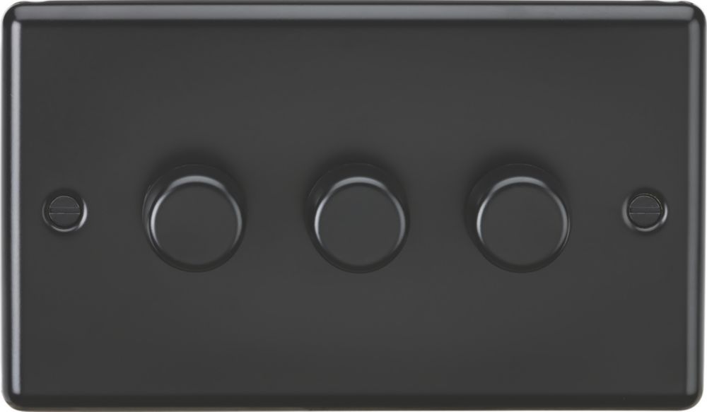 Knightsbridge 3-Gang 2-Way LED Intelligent Dimmer Switch Matt Black ...