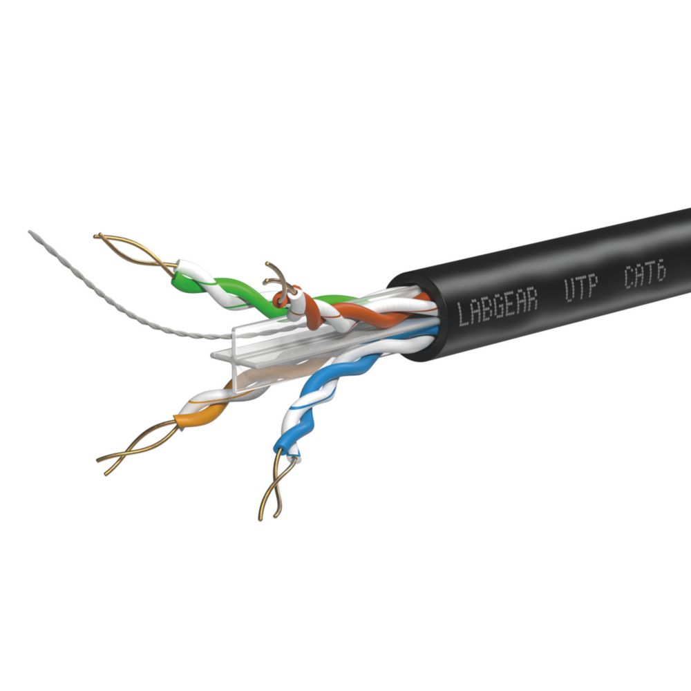 Labgear Cat 6 Black 4-Pair 8-Core Unshielded Ethernet Cable 305m Box ...