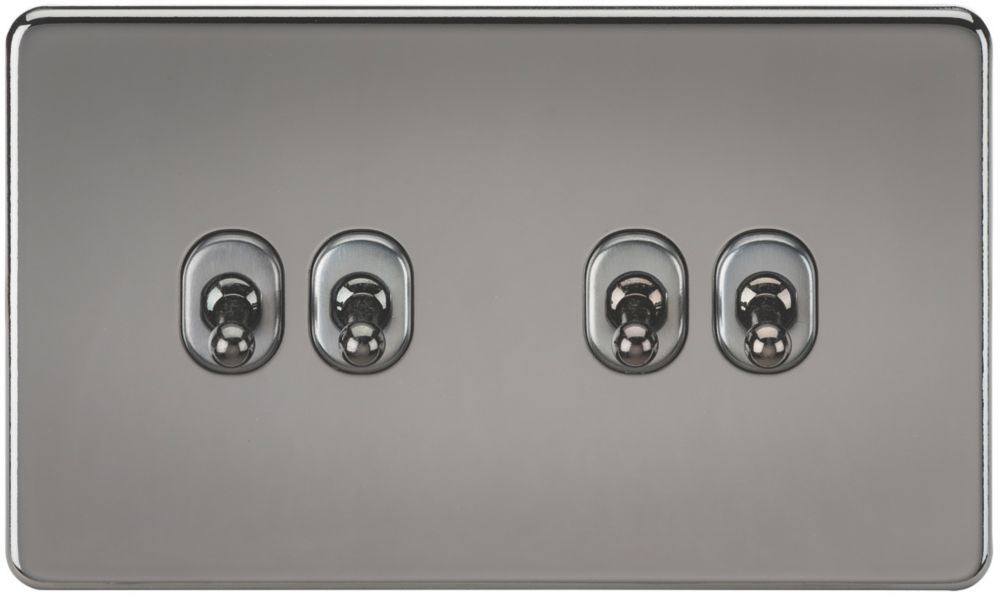 Knightsbridge 10AX 4-Gang 2-Way Light Switch Black Nickel - Screwfix