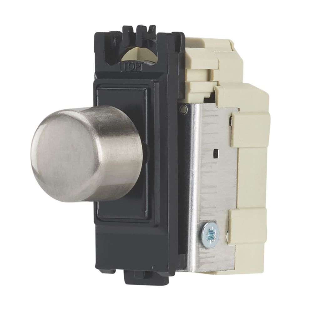 Contactum 2-Way LED Grid Dimmer Switch Brushed Steel with Black Inserts ...