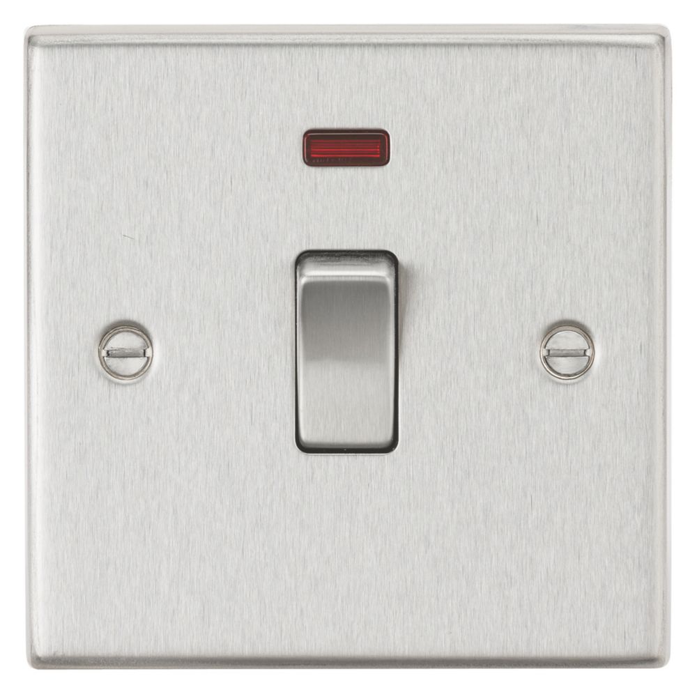 Knightsbridge 20A 1-Gang DP Control Switch Brushed Chrome with LED ...