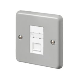 MK Contoura 1-Gang Master Telephone Socket Grey with White Inserts ...