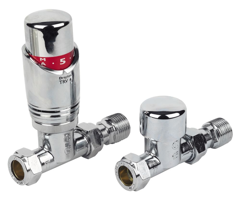 Drayton Straight Radiator Valves | Radiators | Screwfix.com