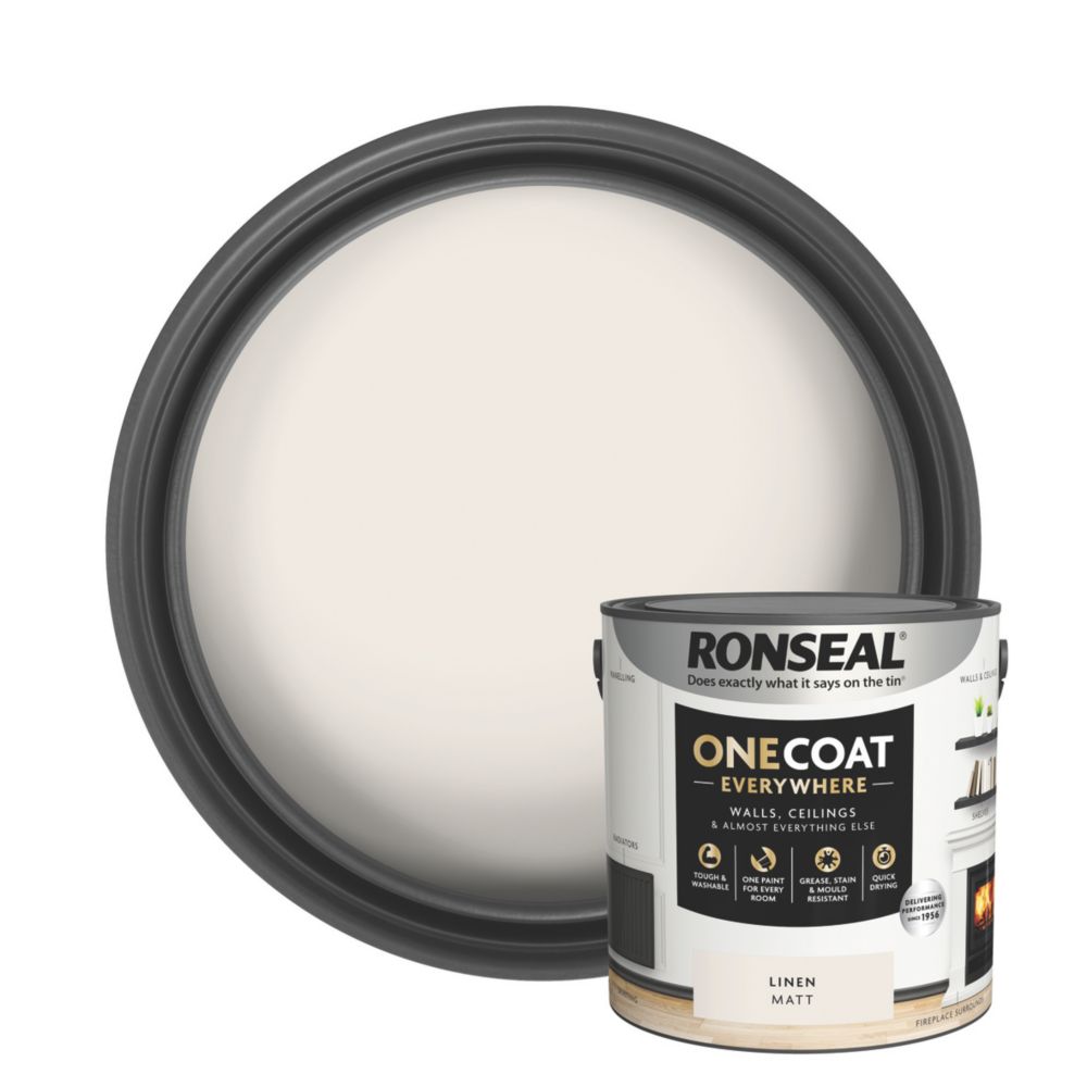 Ronseal 2.5Ltr Linen Matt Emulsion Multi Surface Paint - Screwfix