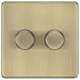 LAP 2-Gang 2-Way LED Dimmer Switch Antique Brass with Colour-Matched ...