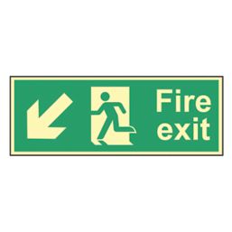 Essentials Photoluminescent "Fire Exit Man Down Left Arrow" Sign 150mm ...