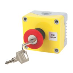 Hylec 1DE.01.03AG-SF Double Pole Mushroom Head Push-Button Isolator Switch NO/NC - Screwfix