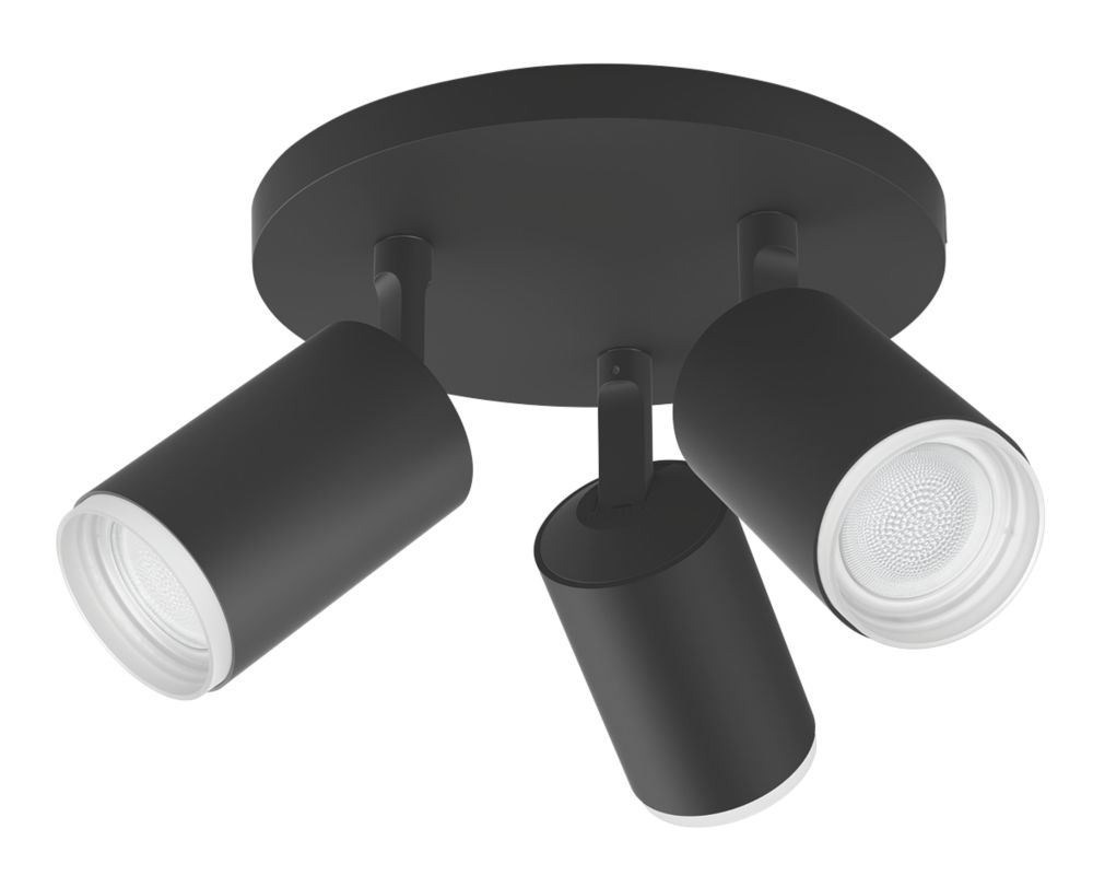 Philips Hue Fugato LED Triple Spotlight Black 6W 1050lm - Screwfix