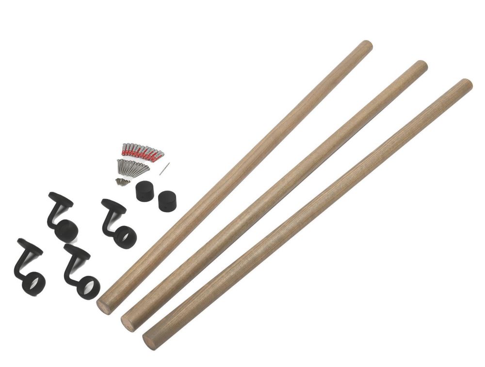 Rothley Hardwood Handrail Kit Natural Driftwood 3600mm - Screwfix