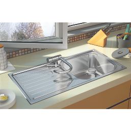 Clearwater OKIO 1 Bowl Stainless Steel Kitchen Sink & Drainer Polished ...