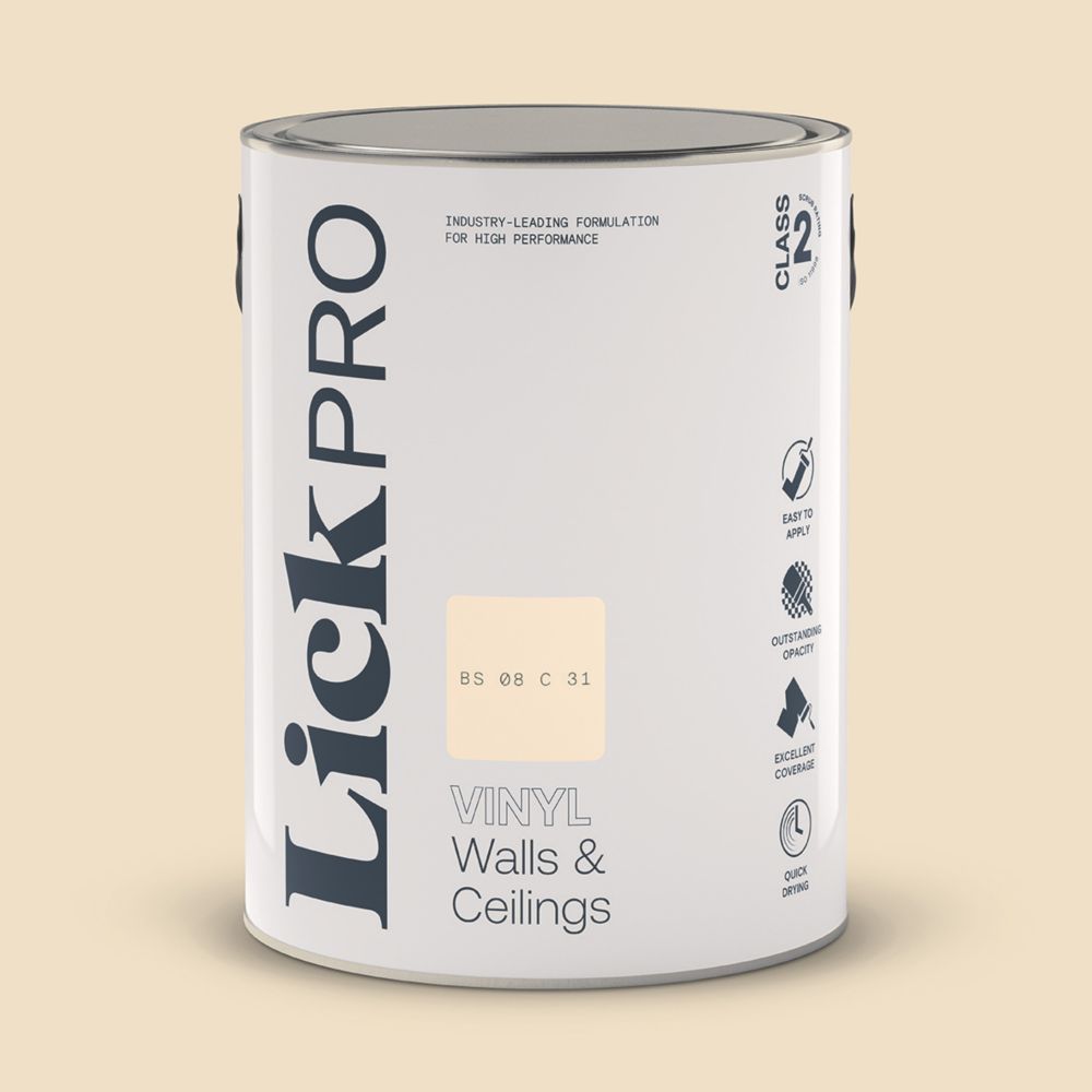 LickPro 5Ltr White BS 08 C 31 Vinyl Matt Emulsion Paint - Screwfix