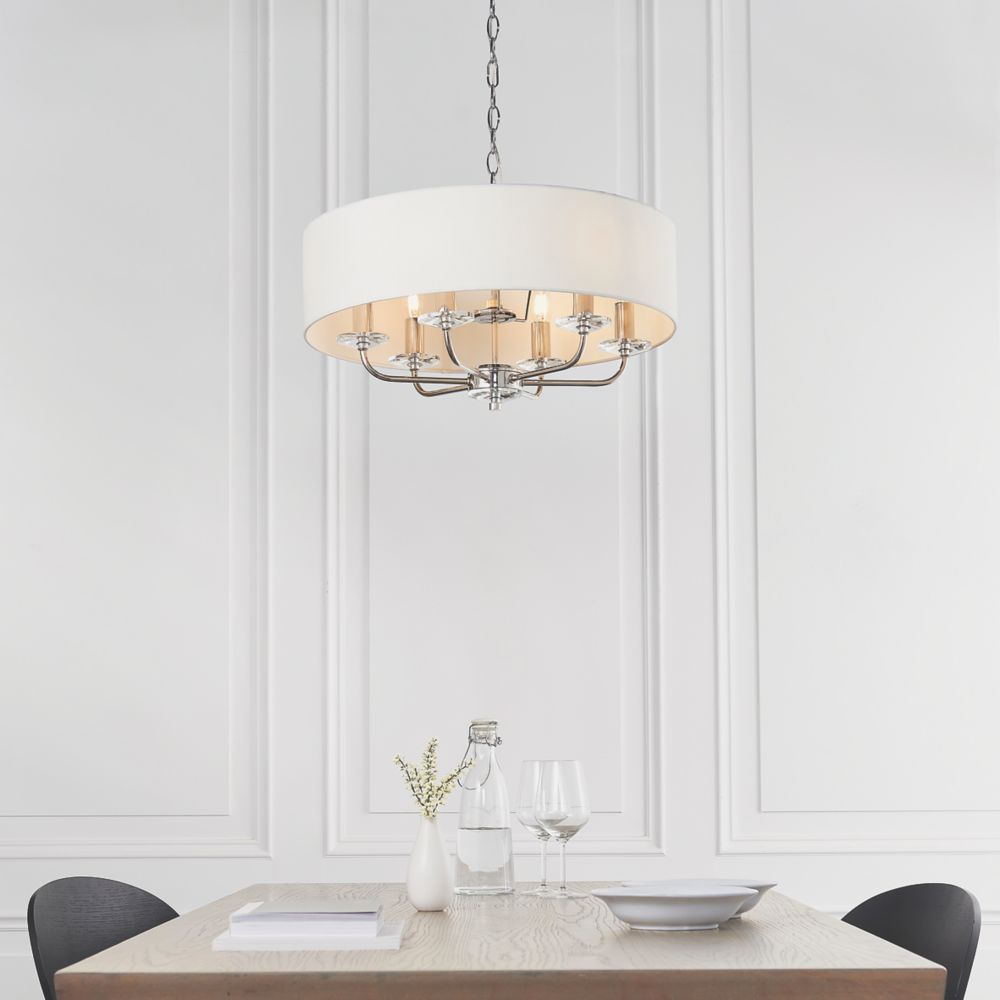 Quay Design Polaris 6-Light Pendant Bright Nickel - Screwfix