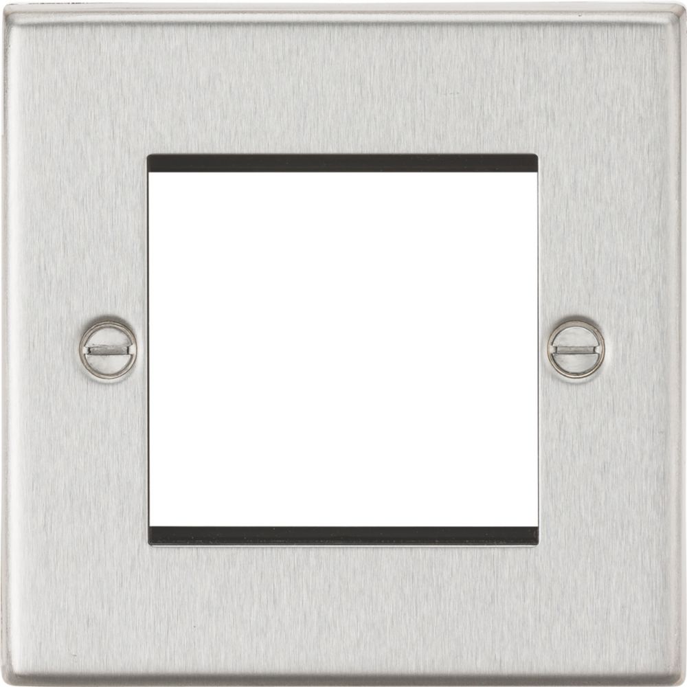 Knightsbridge Raised Square 2-Module Modular Faceplate Brushed Chrome ...