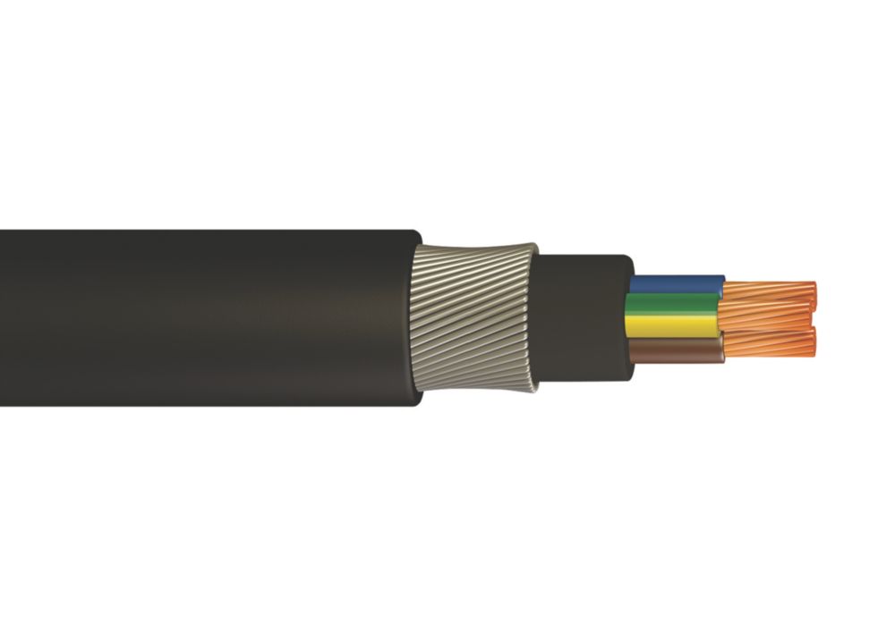 Time 6943X Black 3-Core 4mm² Armoured Cable 25m Coil - Screwfix