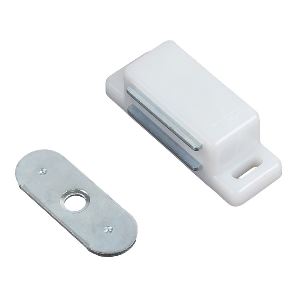 Essentials 1-Hole Magnetic Cabinet Catch White 45mm x 16mm 10 Pack ...