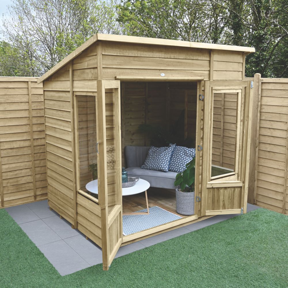 Forest Oakley 7' x 5' (Nominal) Pent Timber Summerhouse with Base ...