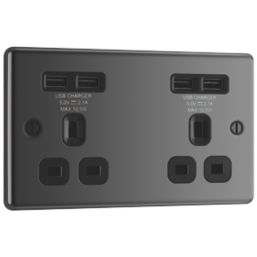 LAP 13A 2-Gang Unswitched Socket + 4.2A 4-Outlet Type A USB Charger ...