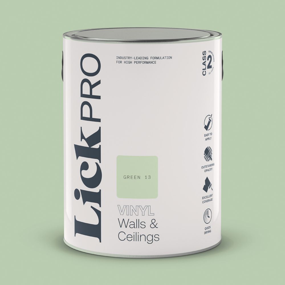 LickPro 5Ltr Green 13 Vinyl Matt Emulsion Paint - Screwfix