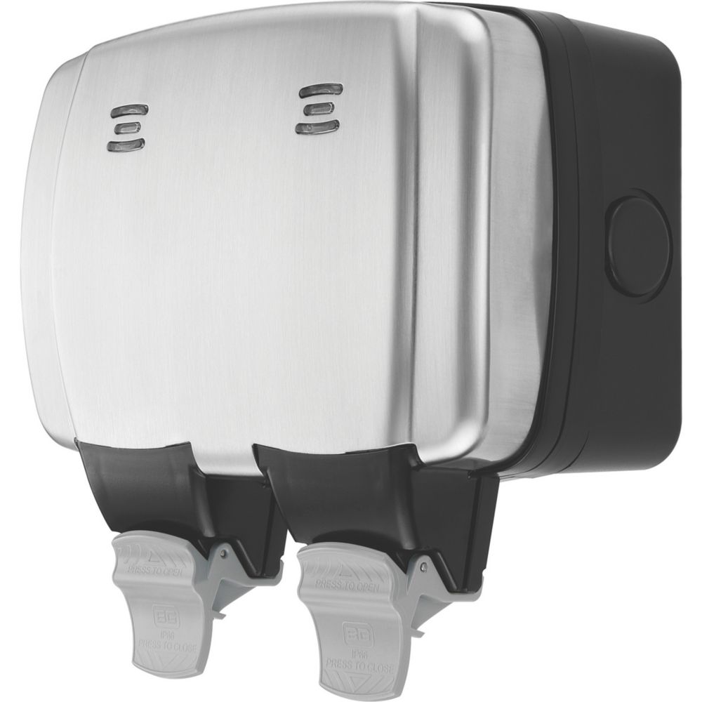 British General IP66 13A 2-Gang SP Weatherproof Outdoor Switched Socket ...