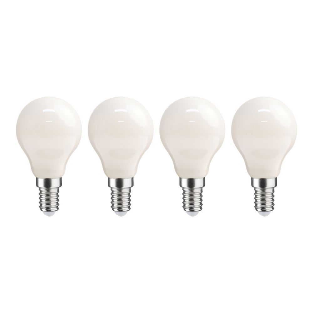 LAP E14 Mini Globe LED Light Bulb Milky 470lm 2.9W 4 Pack - Screwfix