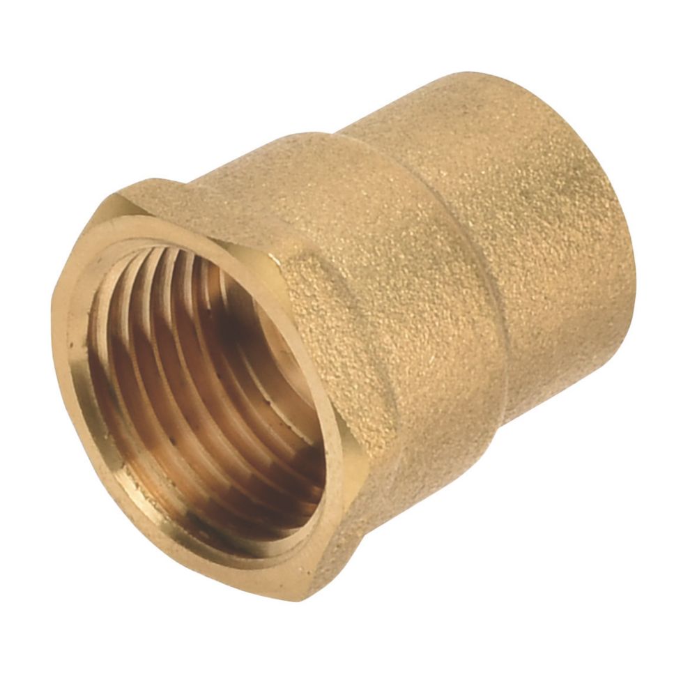 Flomasta Brass End Feed Equal Female Coupler 15mm x 1/2" - Screwfix