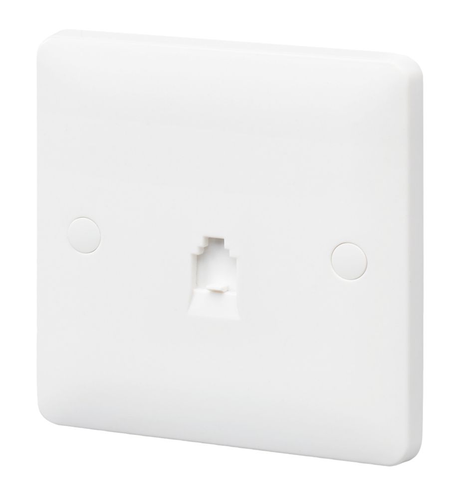 MK Base 1 Gang RJ11 Telephone Data Socket White Screwfix