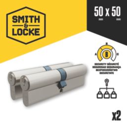 Smith & Locke 1 Star 6-Pin Euro Double Cylinder Locks 50-50 (100mm ...