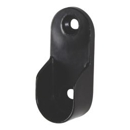 Essentials Oval Rail End Sockets Black 30mm 2 Pack - Screwfix