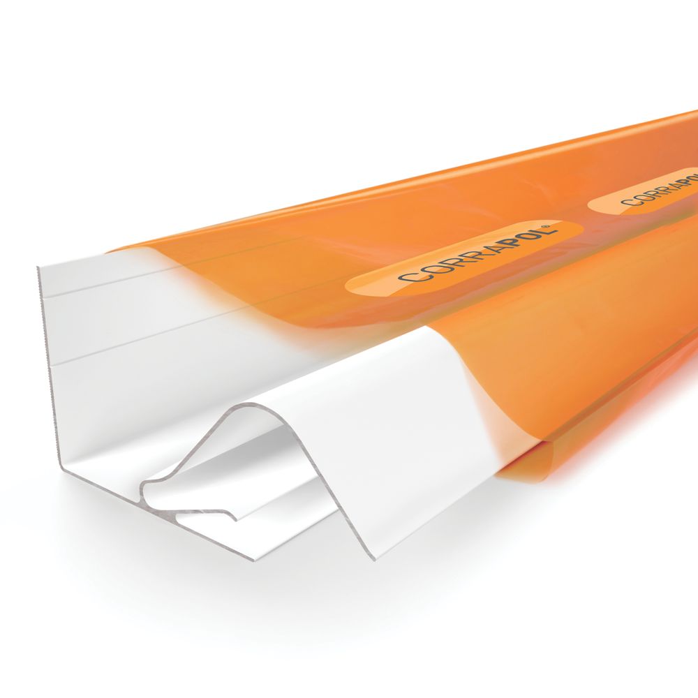 Corrapol Rock n Lock Aluminium Wall Side Flashing White 130 x 70mm x 3m - Screwfix