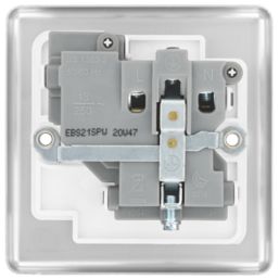 LAP 13A 1-Gang SP Switched Plug Socket Brushed Stainless Steel with ...