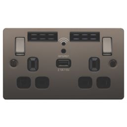 LAP 13A 2-Gang SP Switched Wi-Fi Extender Socket + 2.1A 10.5W 1-Outlet ...