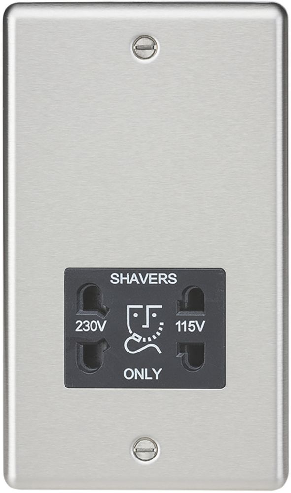 Knightsbridge 2-Gang Dual Voltage Shaver Socket 115 V / 230V Brushed ...