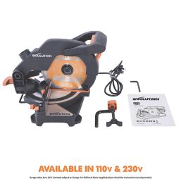 Evolution R210CMS 210mm Electric Single-Bevel Multi material Compound Mitre Saw 110V - Screwfix