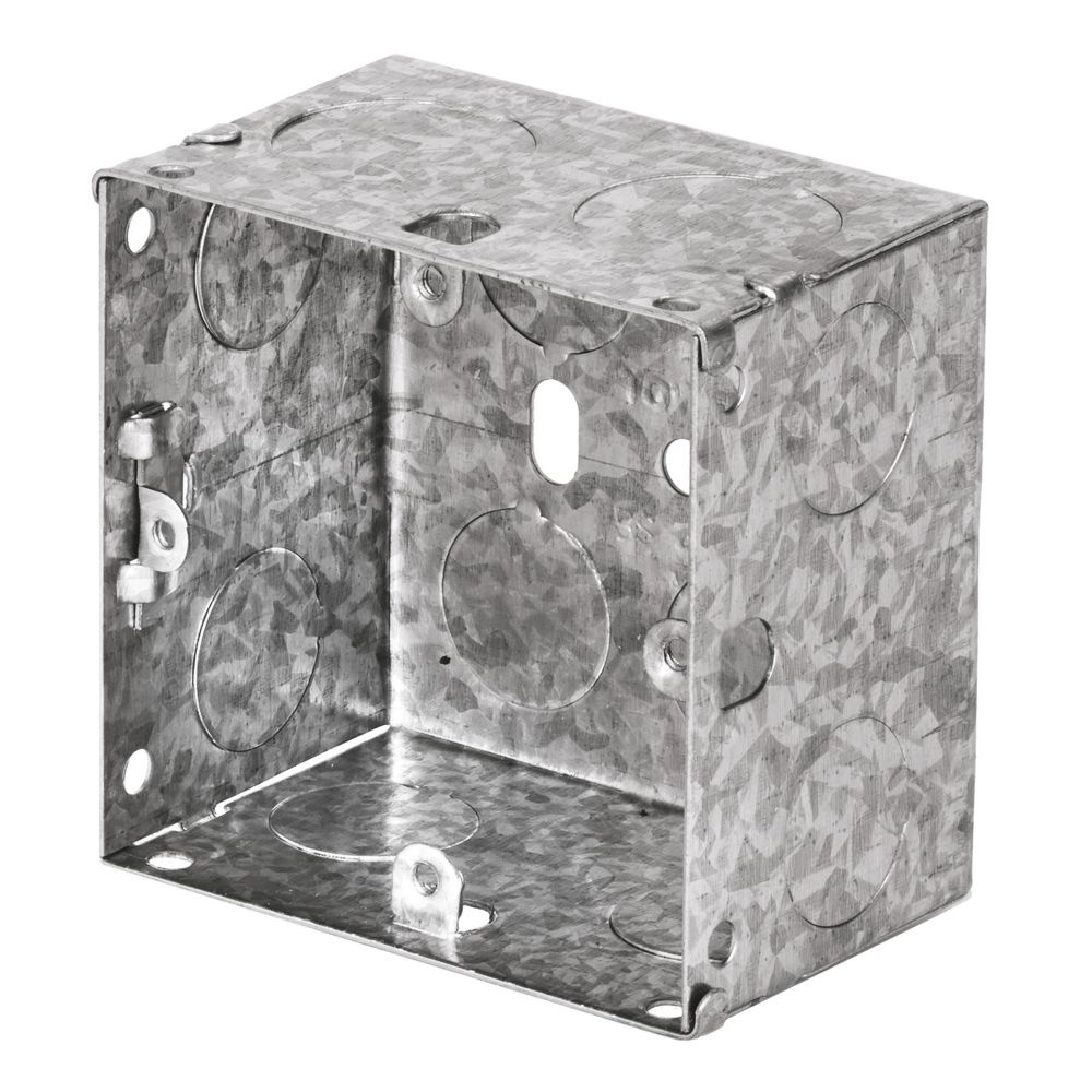 Tower 1-Gang Galvanised Steel Knockout Back Box 47mm - Screwfix