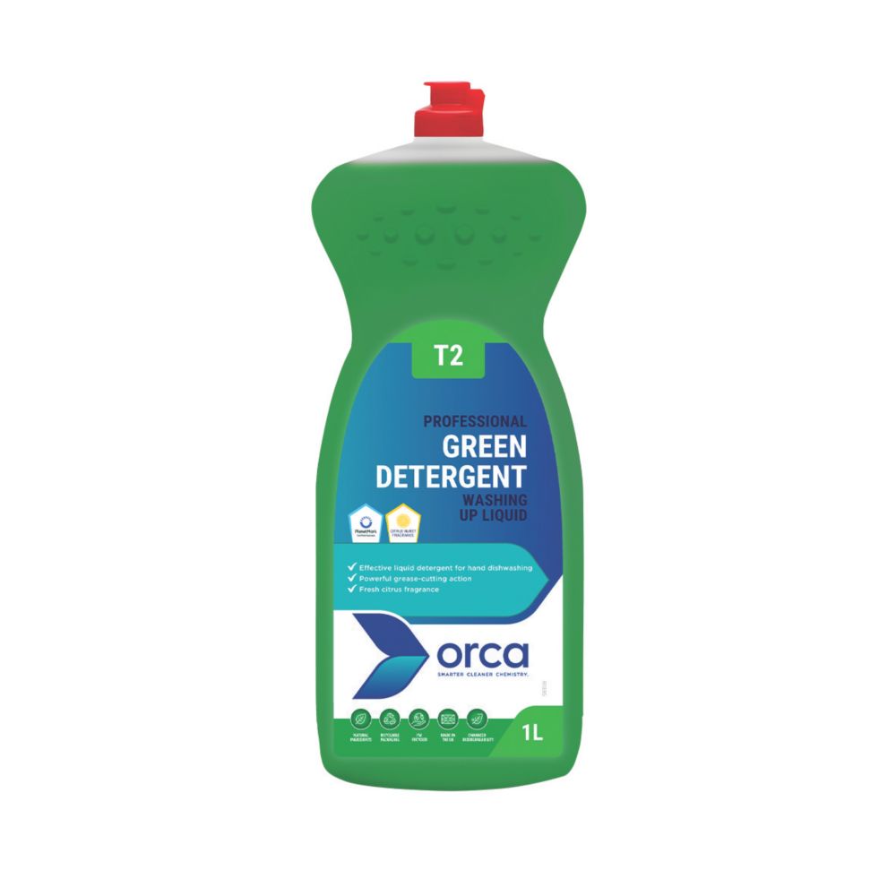 Orca T2 Green Detergent Washing Up Liquid 1Ltr - Screwfix