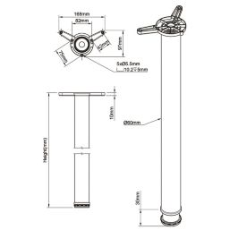 Hafele Table Leg Polished Chrome-Plated 870mm - Screwfix