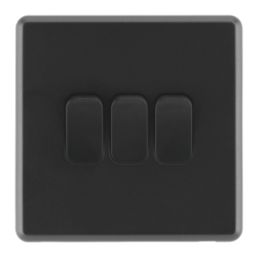 Arlec 10A 3-Gang 2-Way Light Switch Black - Screwfix