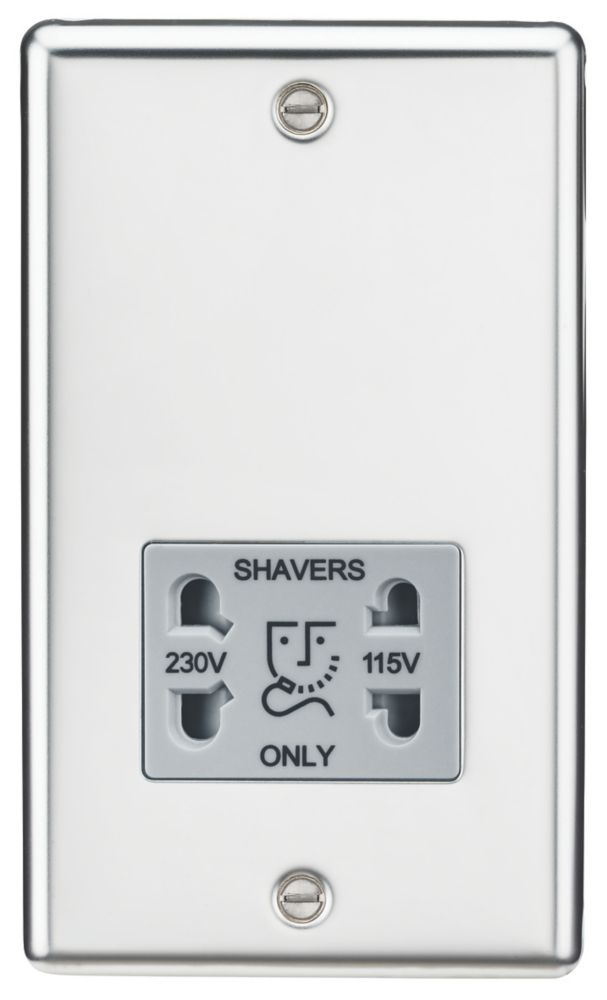 Knightsbridge 2-Gang Dual Voltage Shaver Socket 115 V / 230V Polished ...